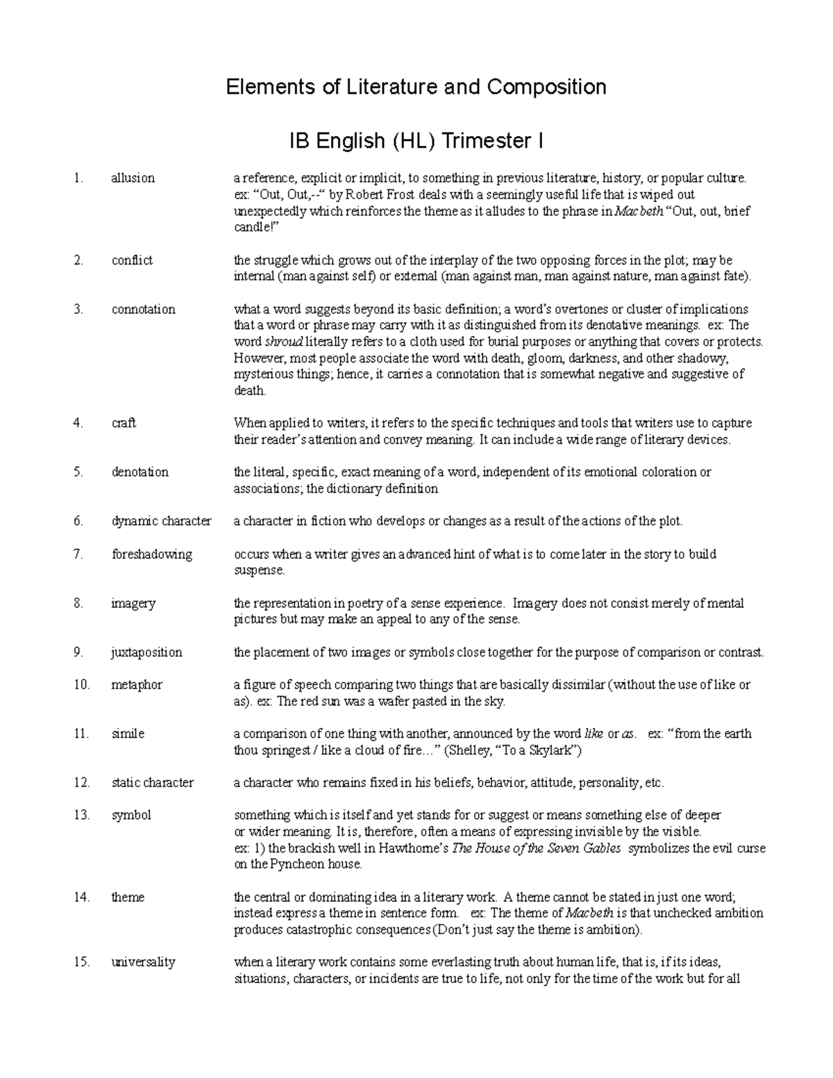 IB Literary Elements I 2020 - Elements of Literature and Composition IB ...