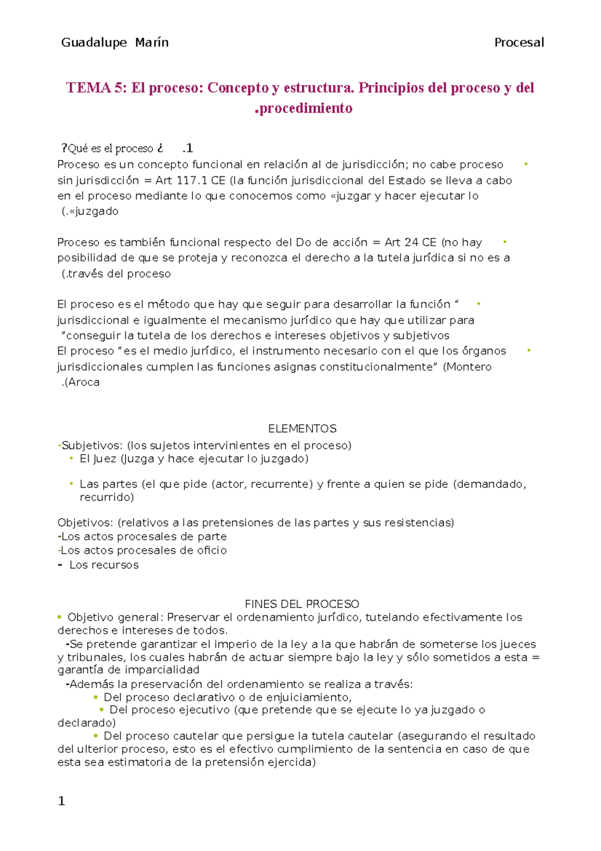 TEMA 5 : El proceso: Concepto y estructura. Principios del proceso y ...