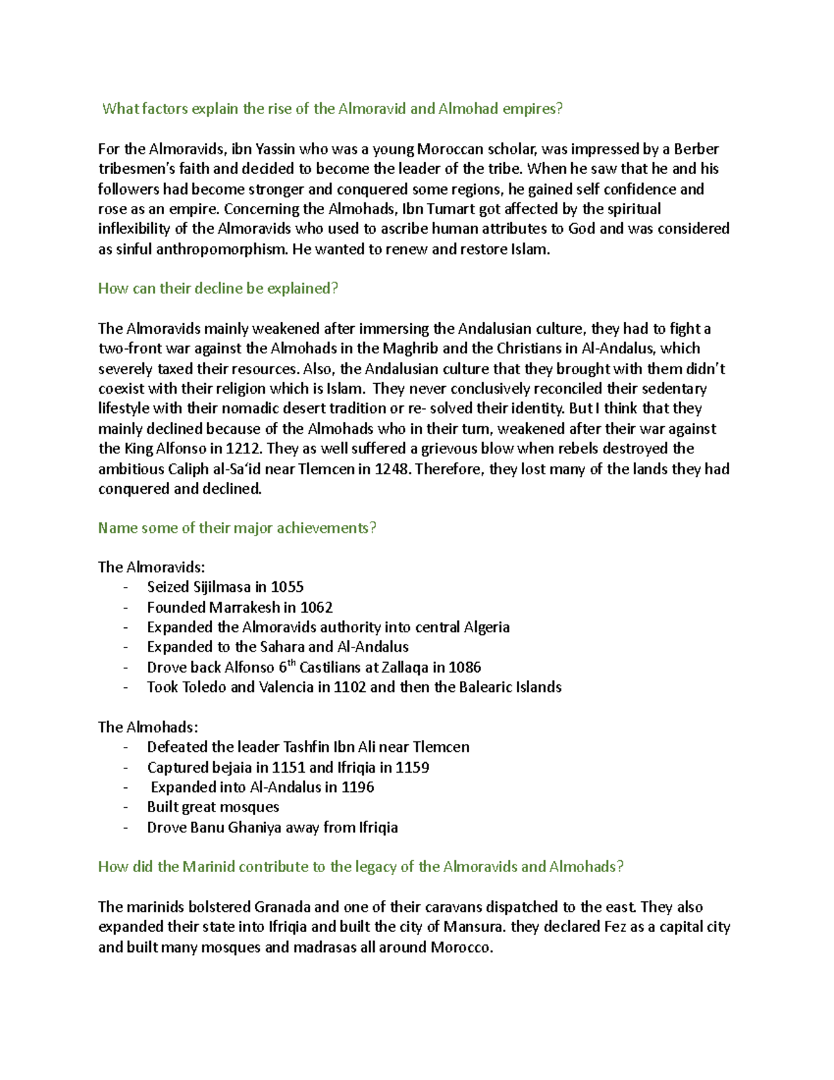 The almohads and almoravids - What factors explain the rise of the ...
