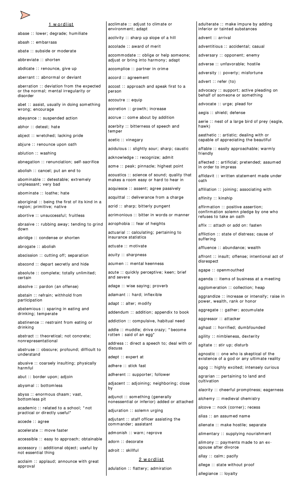 Barron's Wordlist full - 1 w o r d l i s t abase : : low er ; degr ade ...