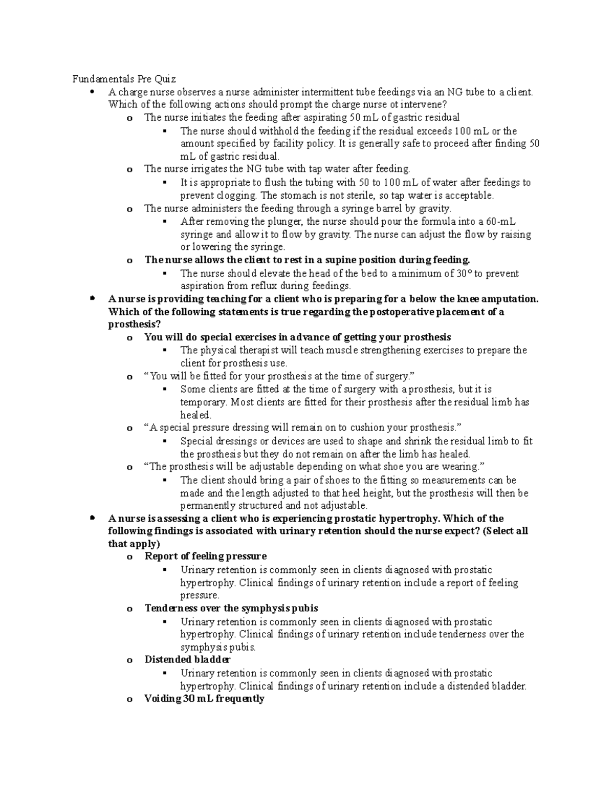 Fundamentals Pre Quiz - Which of the following actions should prompt the charge nurse ot ...