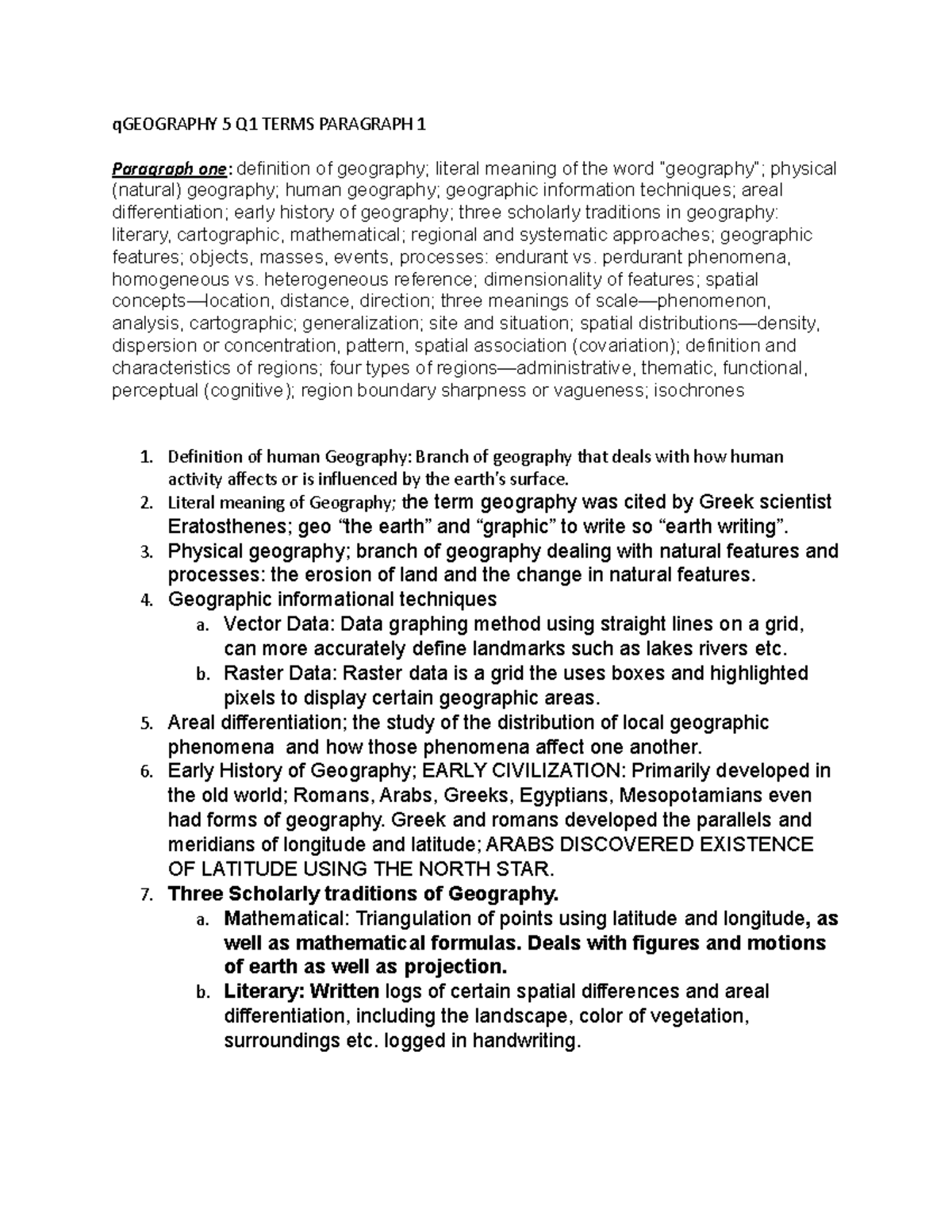 Geography 5 Midterm Q1 Paragraph 1 - qGEOGRAPHY 5 Q1 TERMS PARAGRAPH 1 ...