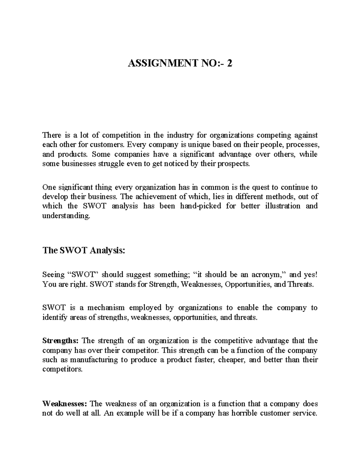 EDE Assignment NO 2 - ASSIGNMENT NO:- 2 There is a lot of competition ...