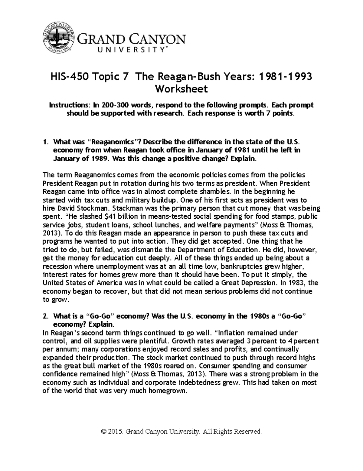 1981-1993 Worksheet - There it is - HIS-450 Topic 7 The Reagan-Bush ...