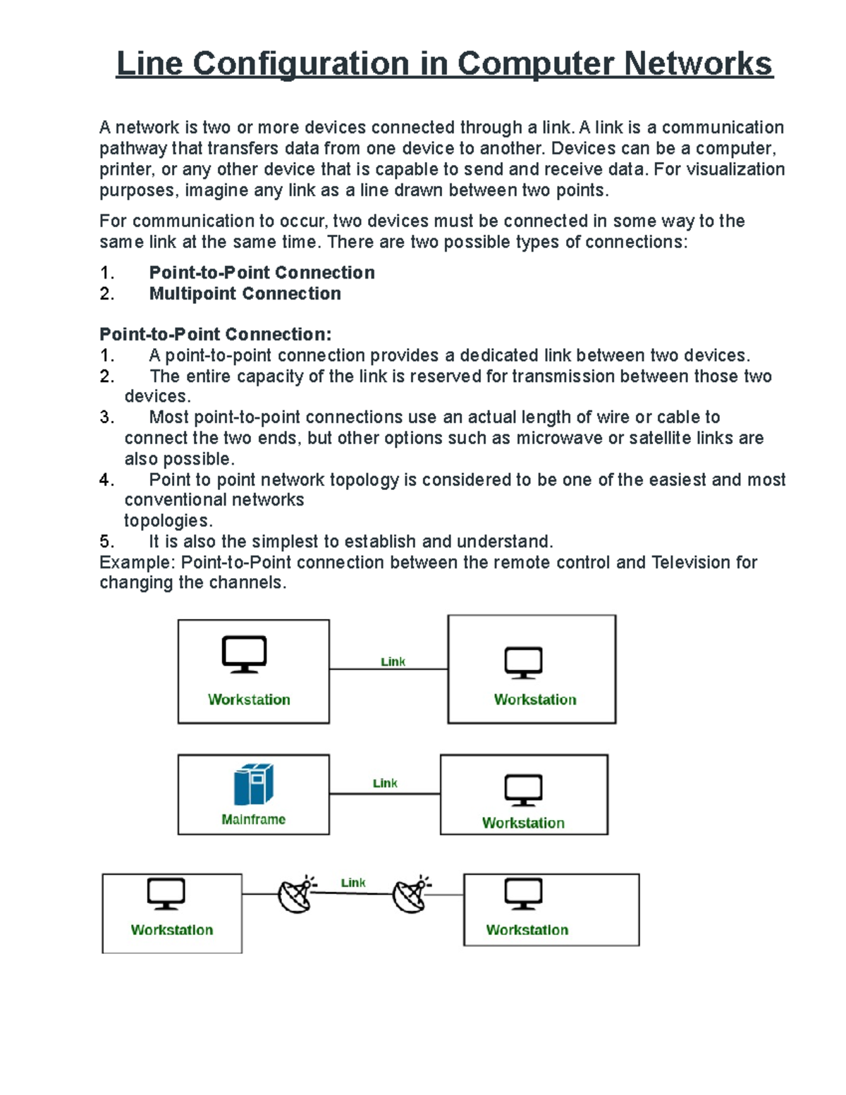 line configuration in networks - Line Configuration in Computer Networks A network is two or ...
