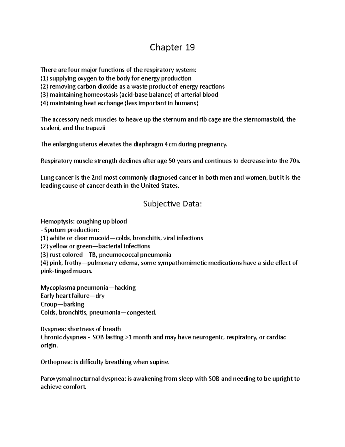 Assessment Exam 4 - This is my notes from the textbook for chapters 19 ...