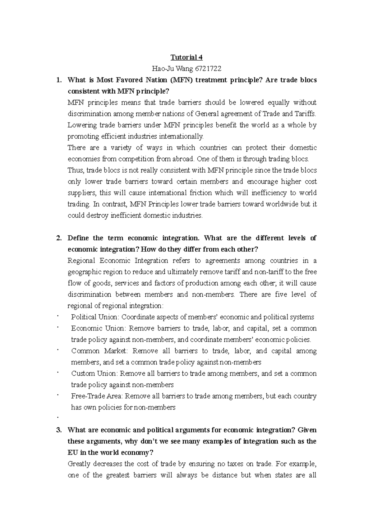 ECON251 - Week 4 Tutorial - Tutorial 4 Hao-Ju Wang 6721722 What is Most ...