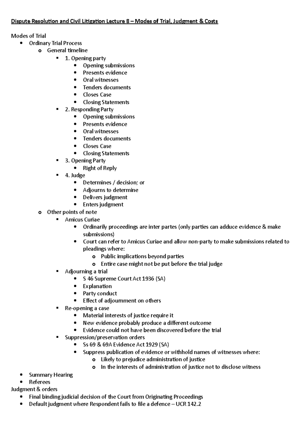Topic 8 Notes - Dispute Resolution and Civil Litigation - Dispute ...