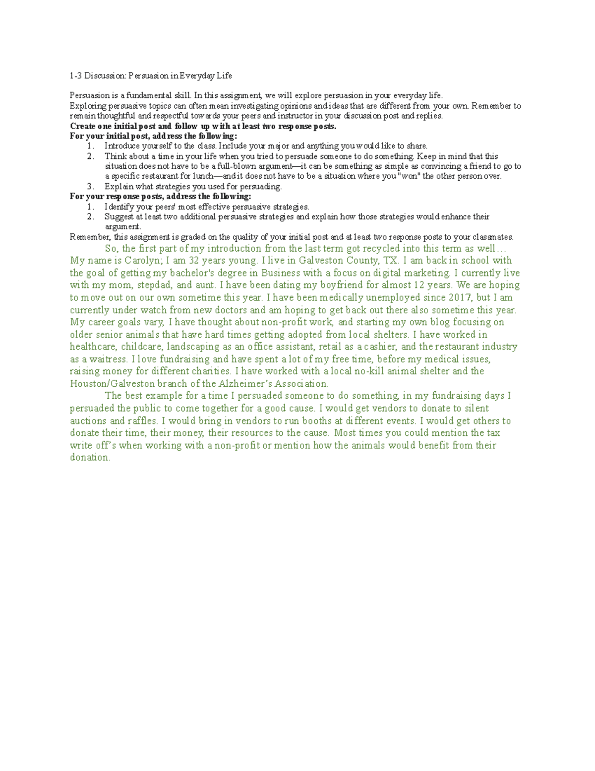 ENG123 Discussions and Responses - 1-3 Discussion: Persuasion in ...