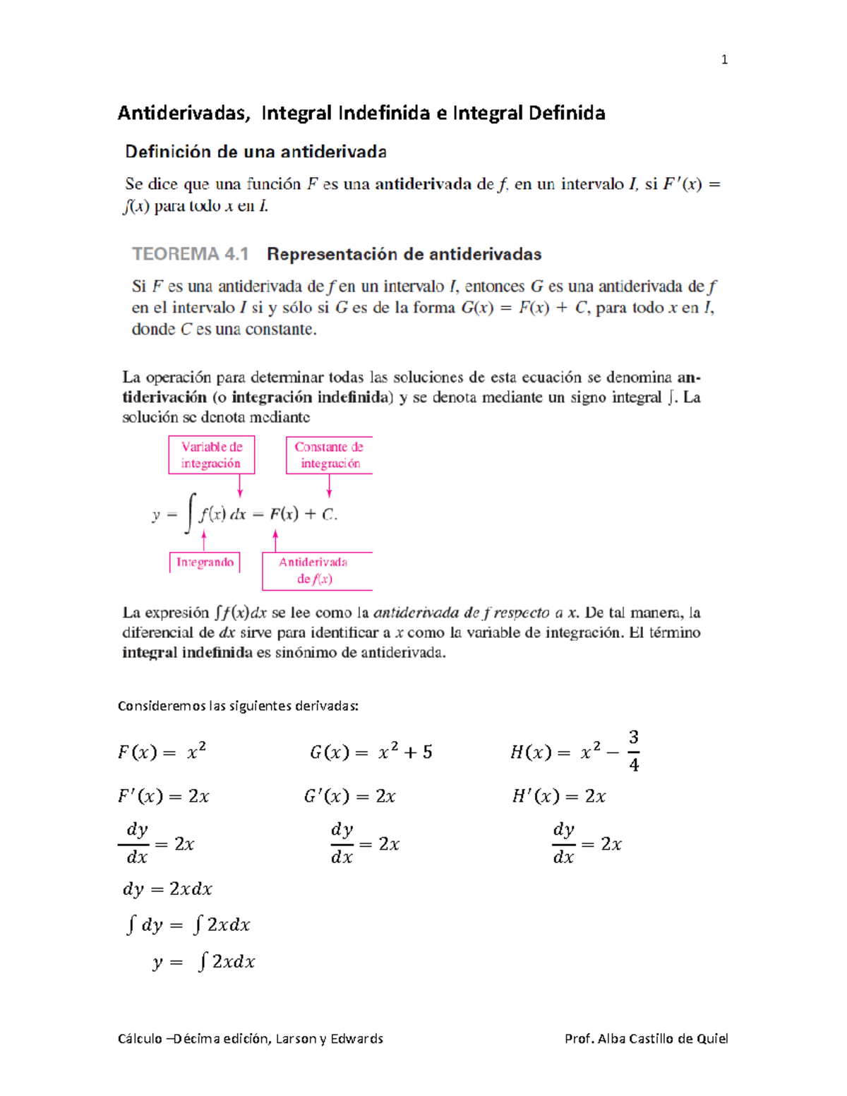 Antiderivadas o Integral Indefinida e Integral Definida - Warning: TT: undefined function: 32 ...
