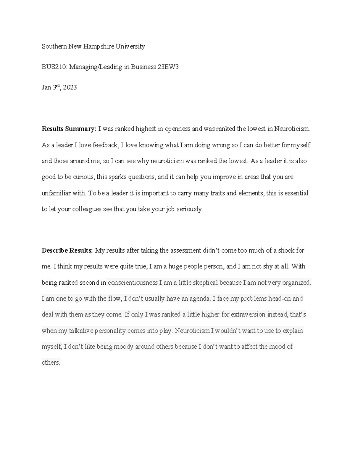 BUS210 Module 1 Journal - Southern New Hampshire University BUS210 ...