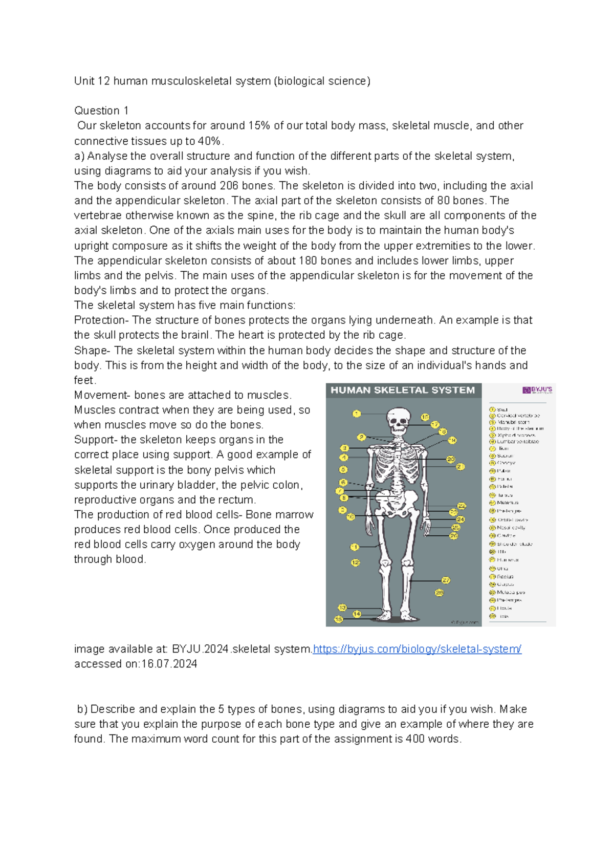 Unit 12 human musculoskeletal system (biological science) - a) Analyse ...