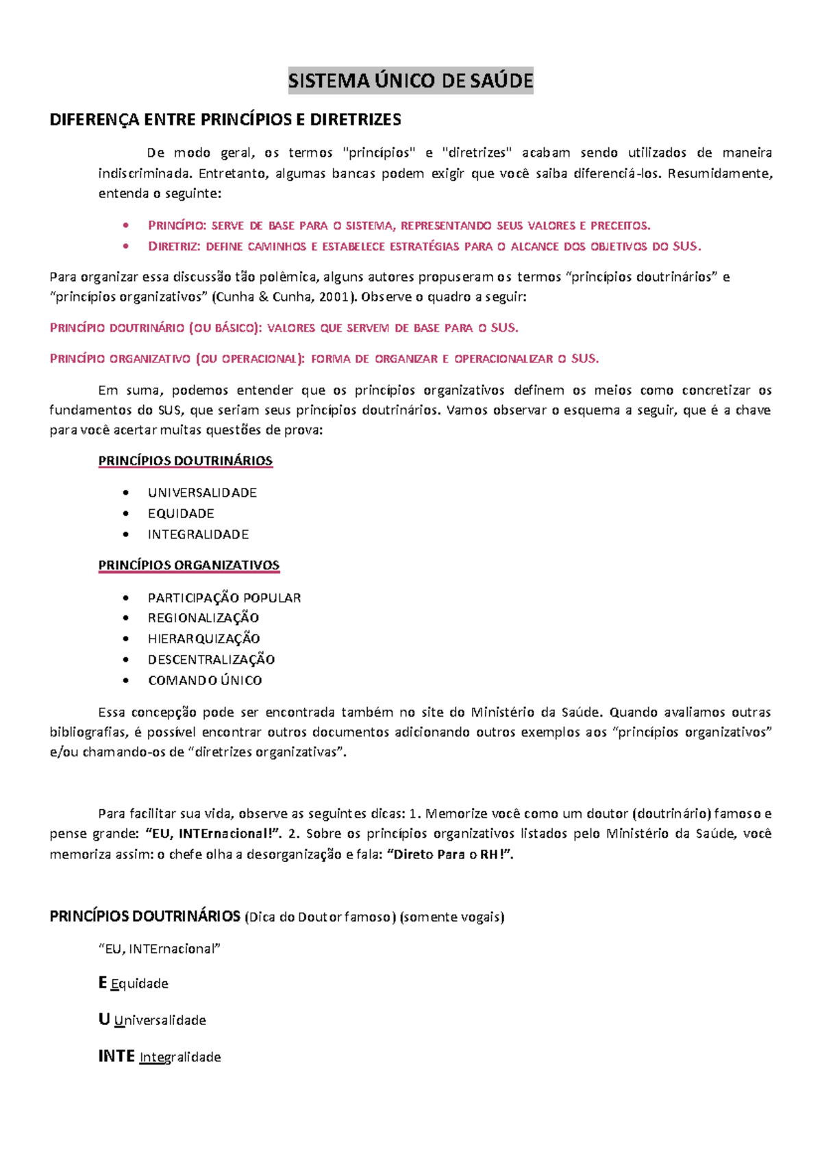 Sistema Único De Saúde - SISTEMA ⁄NICO DE SA⁄DE DIFEREN«A ENTRE ...