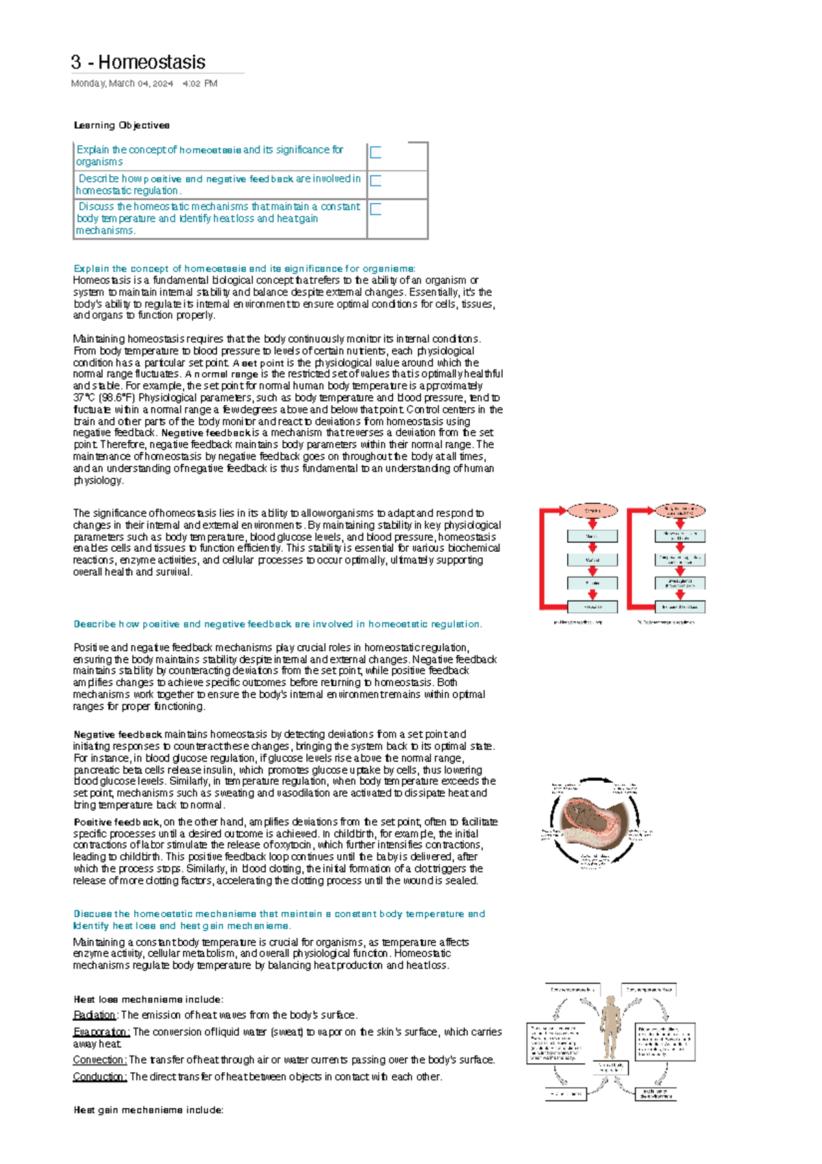 Anatomy and Physiology - Homeostasis - 3 - Homeostasis Monday, March 04 ...