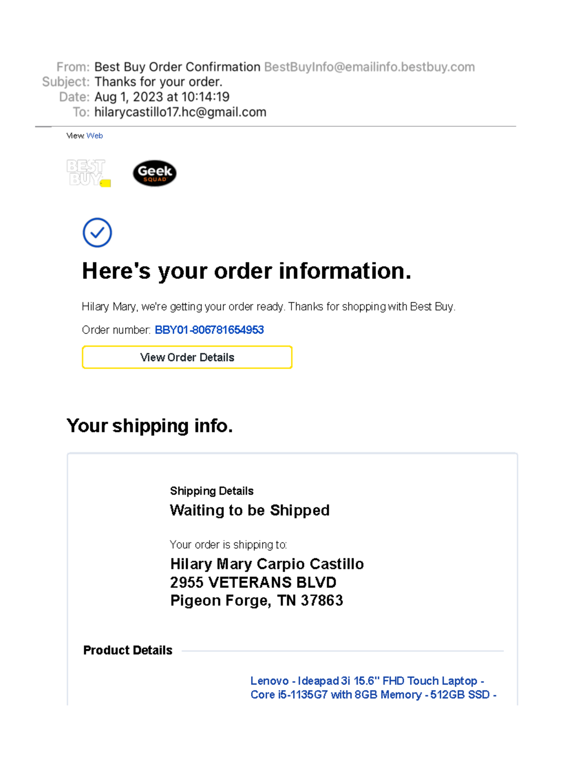 Thanks for your order - Sistema - View: Web Here's your order ...
