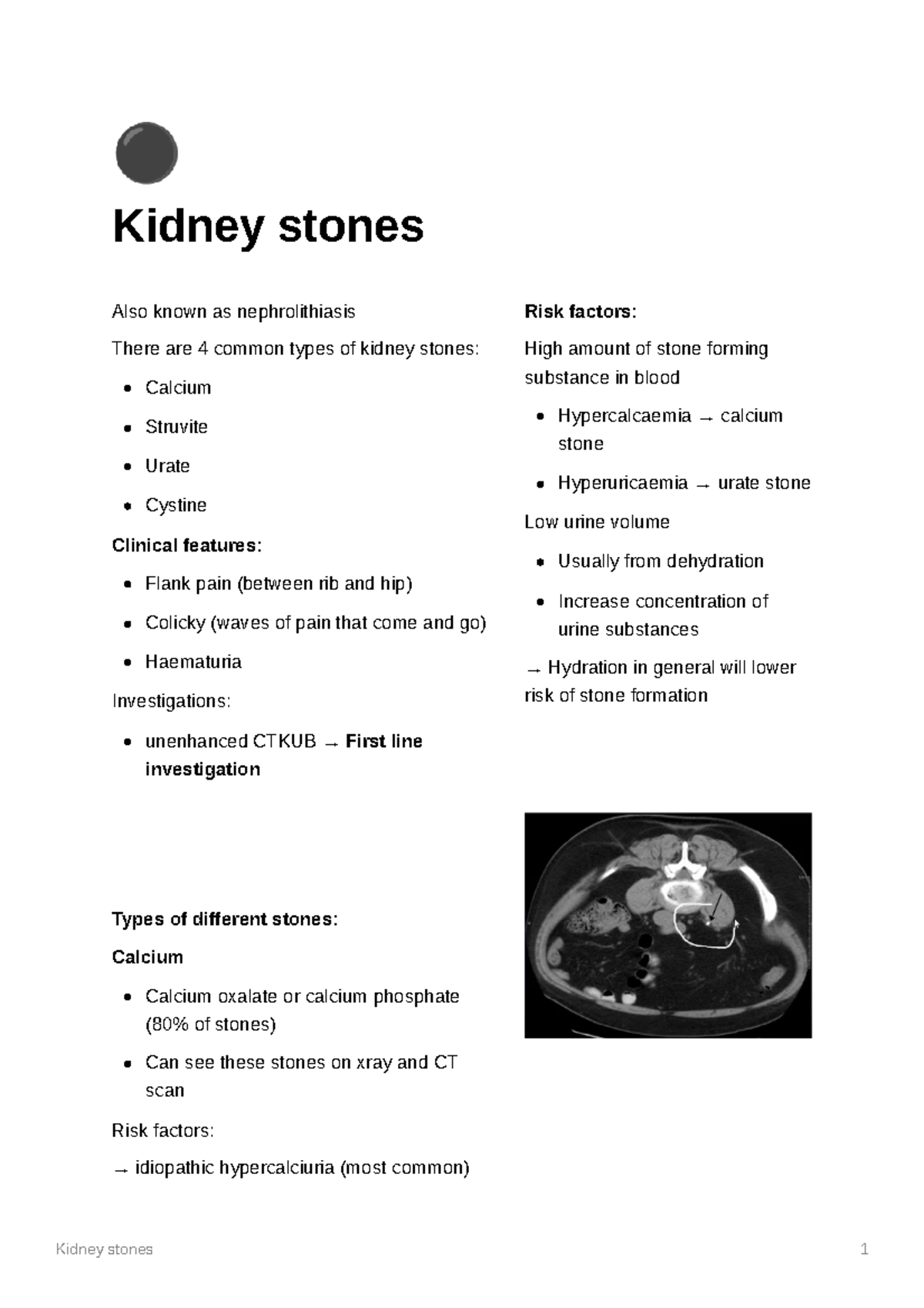 Kidney stones - All the clinical information required for medical ...
