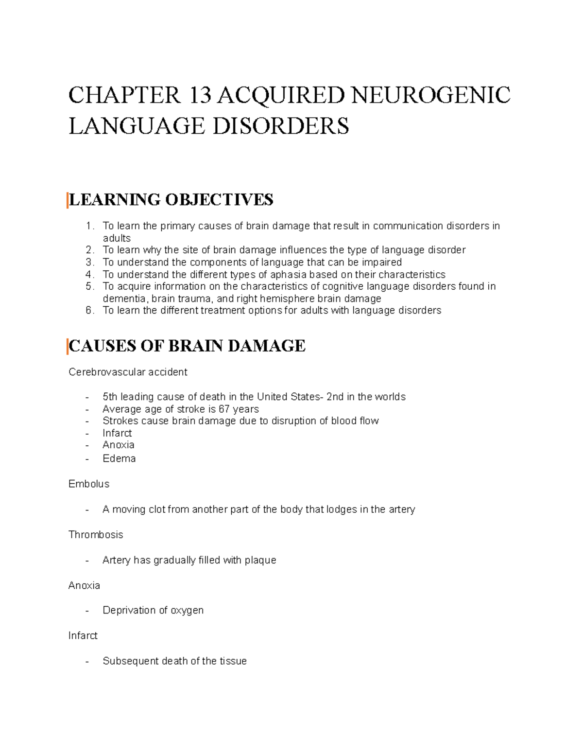 Chapter 13 Acquired Neurogenic Language Disorders - CHAPTER 13 ACQUIRED ...