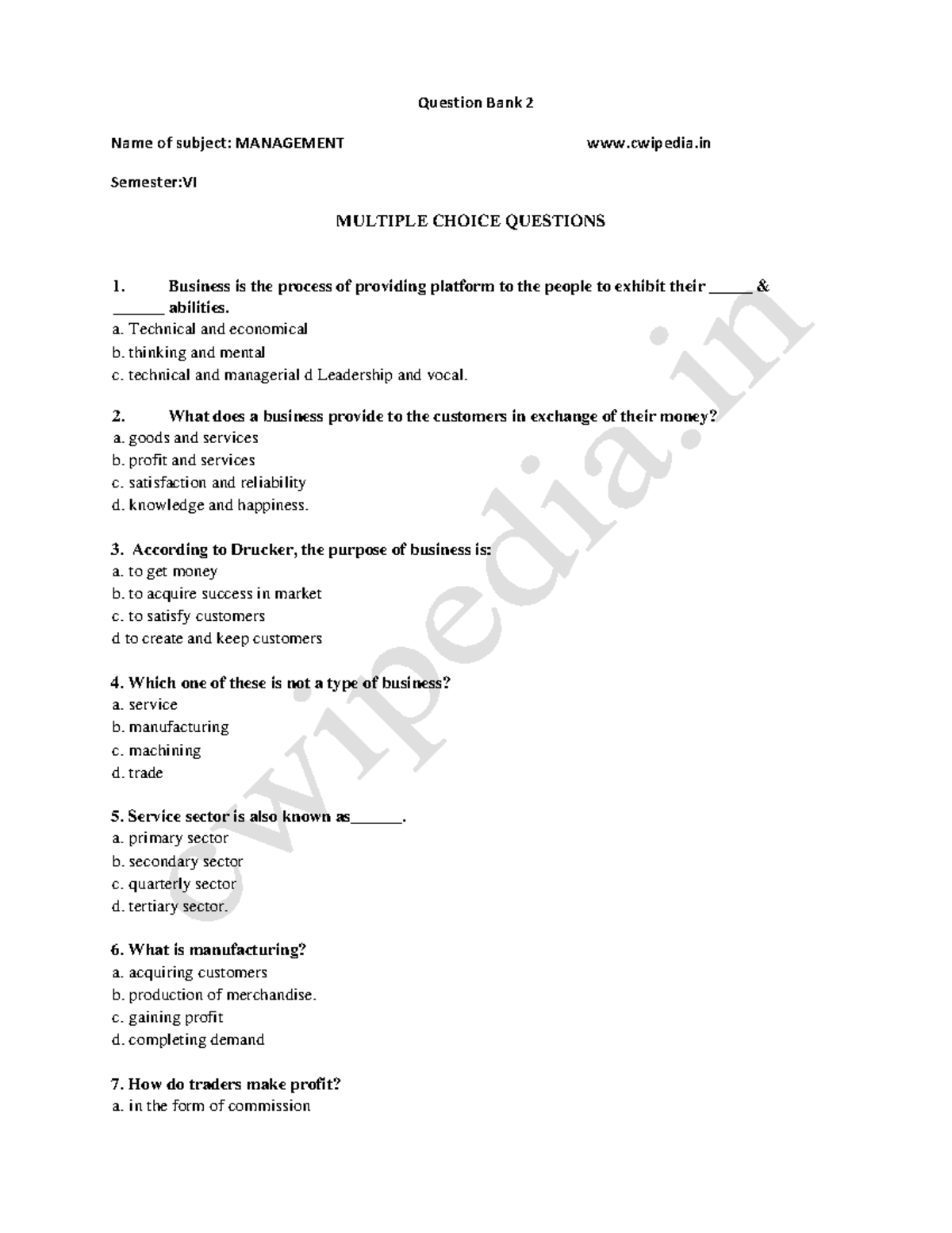 MANAGEMENT-MCQ-PRACTICES-NOTES-TEST- MANAGEMENT-PRACTICE MCQ - Question ...
