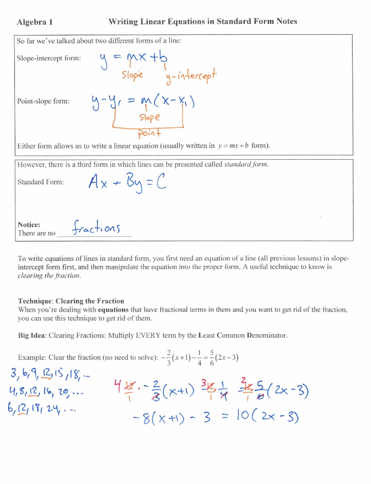 Writing Equations of Lines in Standard Form Notes - MAT 121 - Studocu