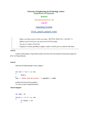 Operating System Lab No 5 - Inter-process Communication As name ...
