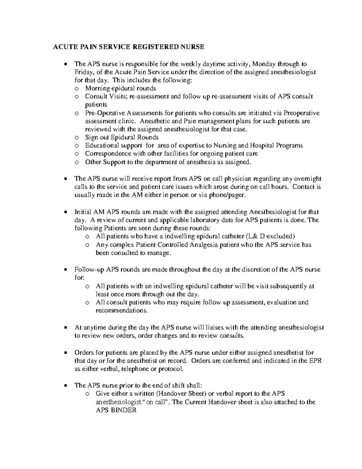 APS Handbook Brian Penner edited - ACUTE PAIN SERVICE REGISTERED NURSE ...