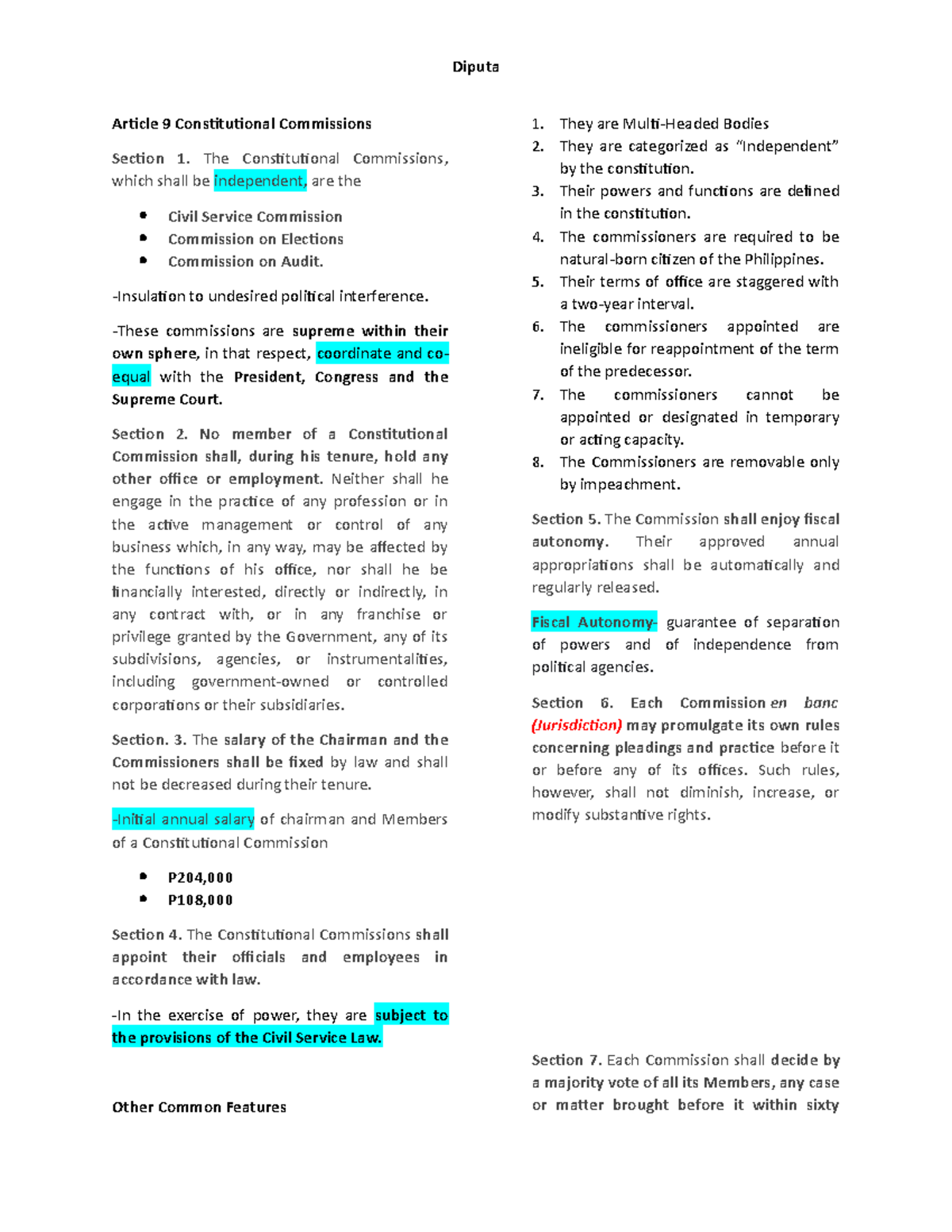 ARTICLE 9 AND 10 OF THE PHILIPPINE CONSTITTION - Article 9 ...