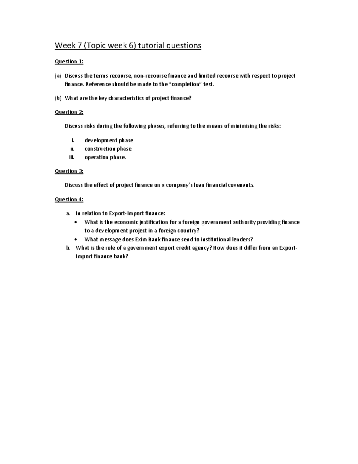 Bff3351 Tutorial 7 Questions S1 2024 Week 7 Topic Week 6 Tutorial Questions Question 1 A