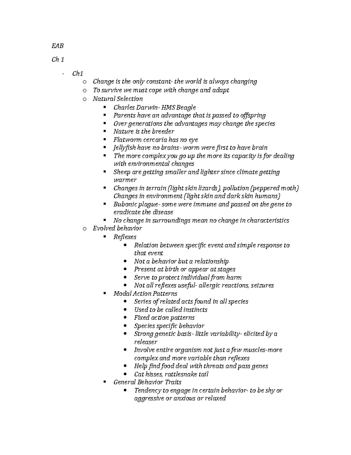 Princ Behav Analysis - Lecture notes - EAB3002 - EAB Ch 1 Ch1 o Change ...