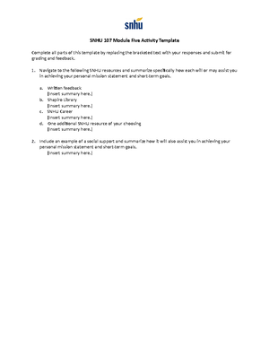 SNHU 107 Module Five - SNHU 107 Module Five Activity Template Complete ...