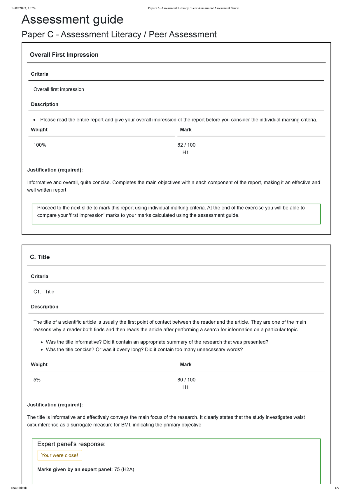 Paper C - Assessment Literacy Peer Assessment Assessment Guide ...