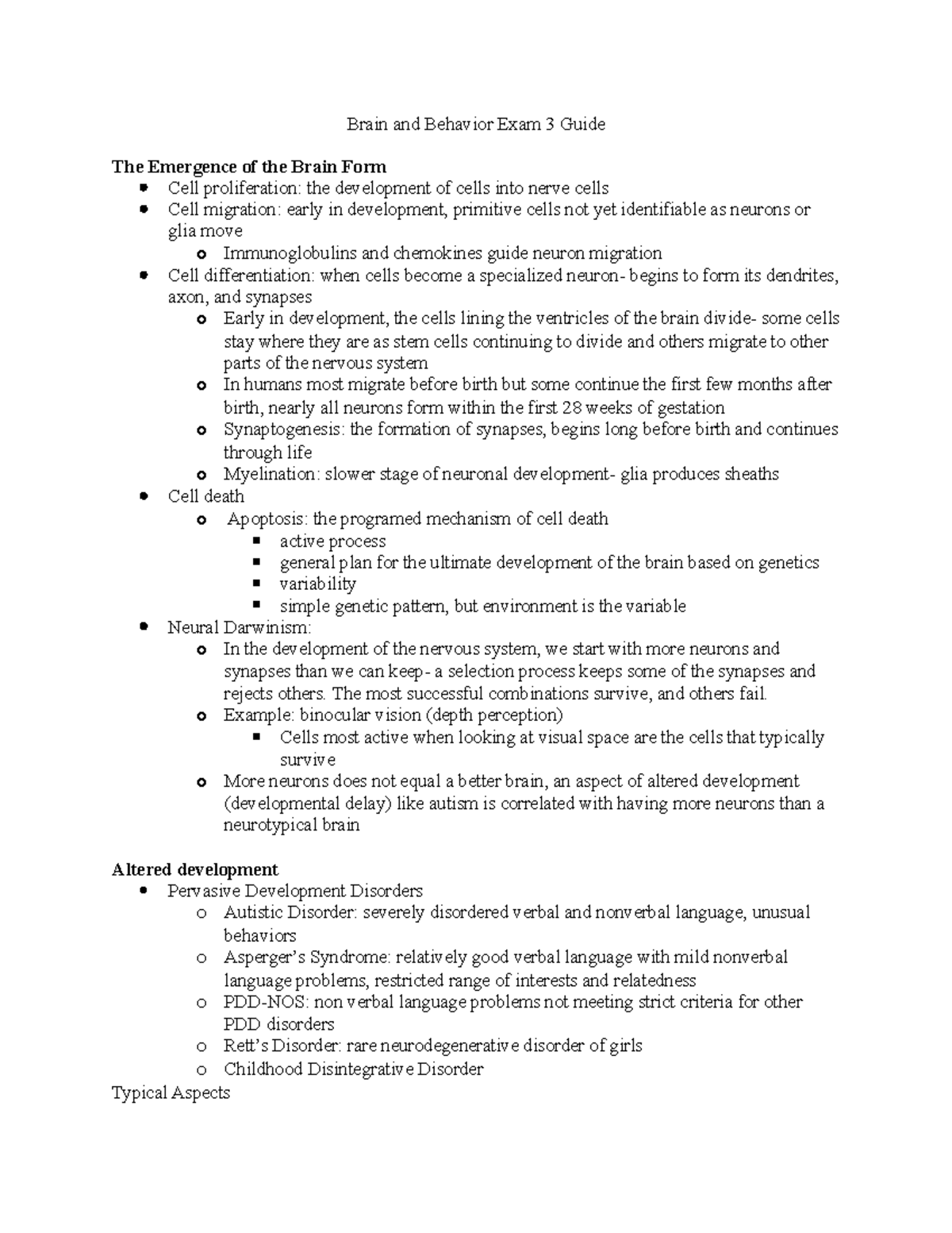 Brain and Behavior Exam 3 Guide - Brain and Behavior Exam 3 Guide The ...