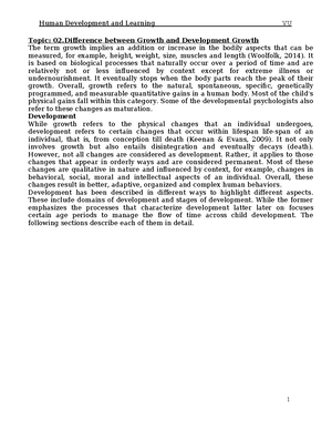 Handout File EDU302 - Human Development and Learning (EDU 302) Table of ...
