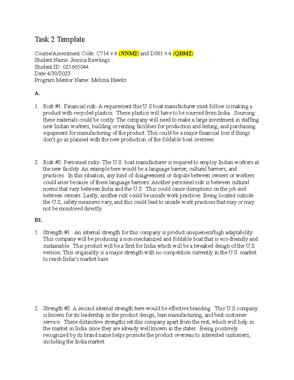 C714-task 2 Revised - C714 - WGU - Studocu