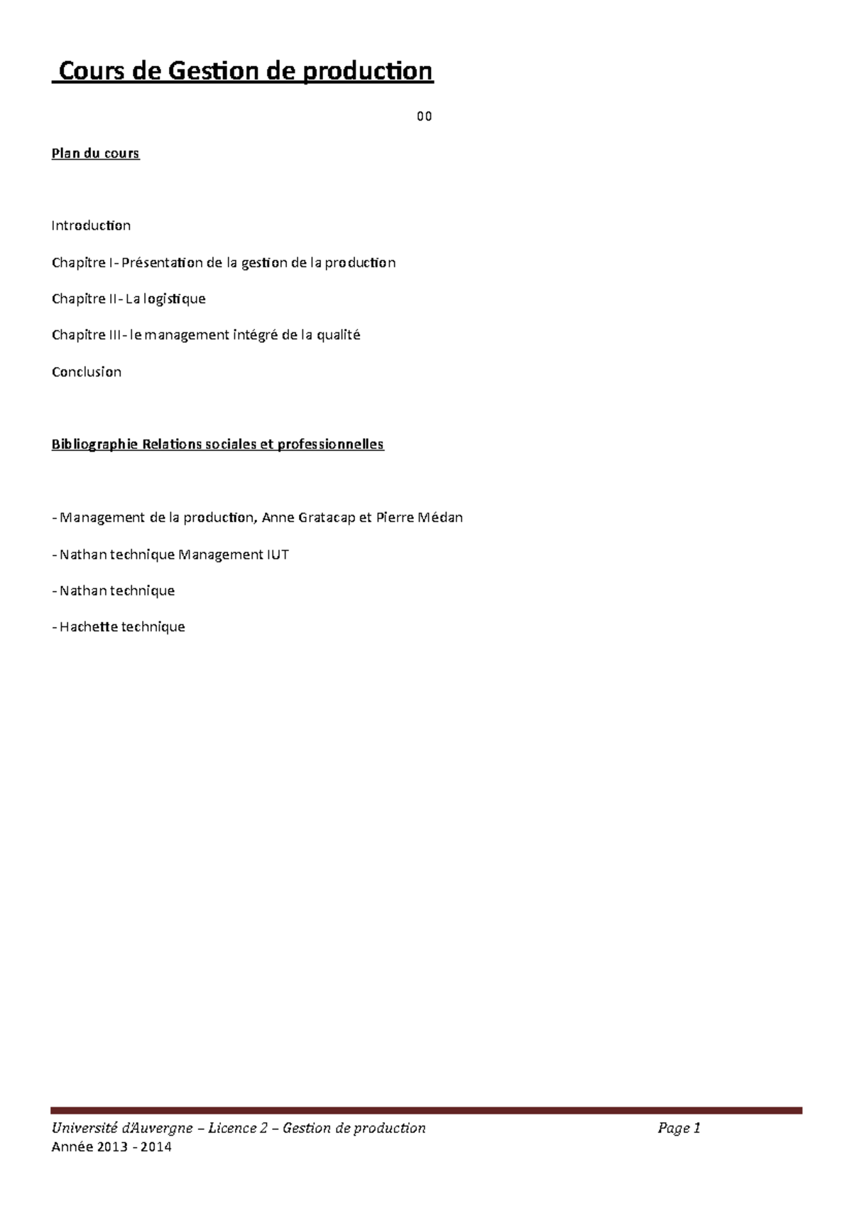 Cours Gestion de production (tous les chap) - UCA - Studocu