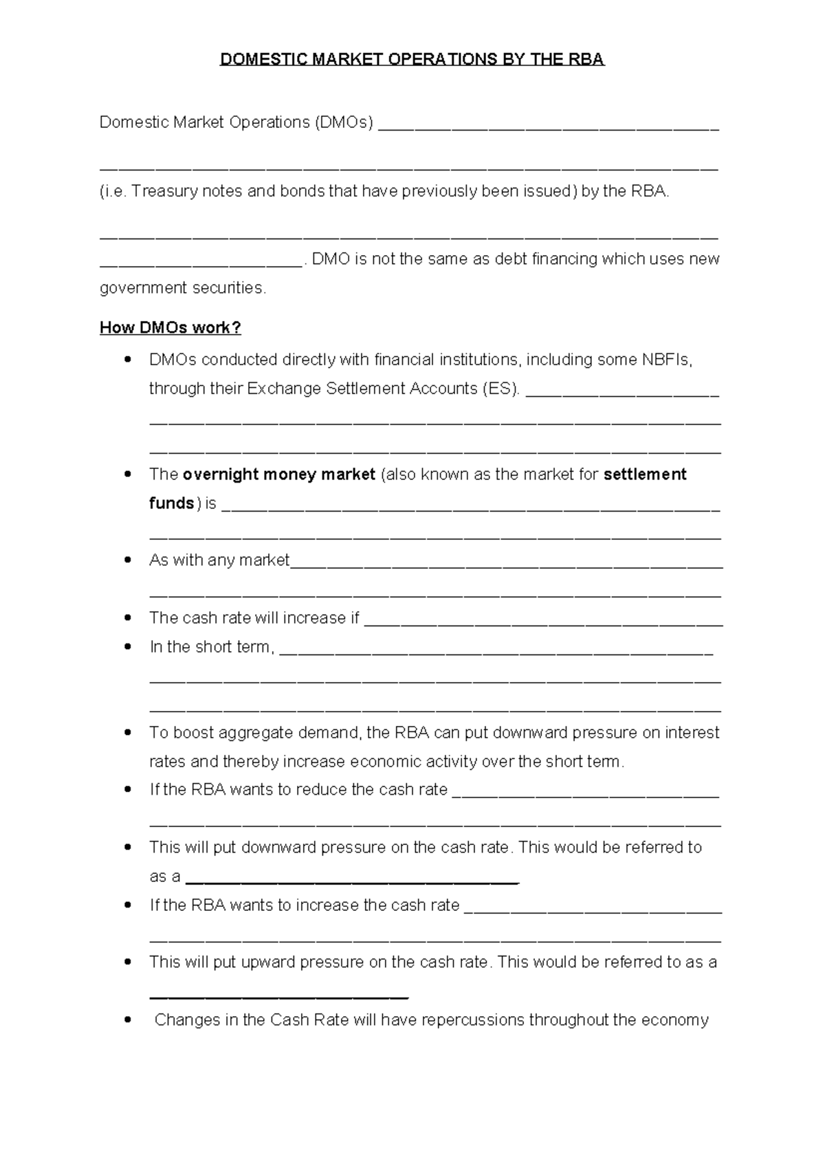 Domestic Market Operations BY THE RBA - DOMESTIC MARKET OPERATIONS BY ...