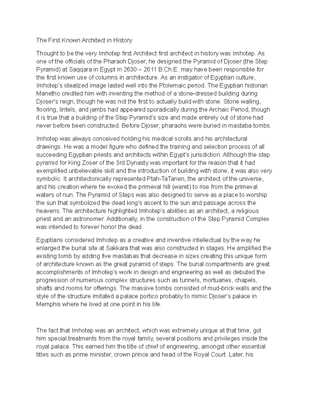 The First Known Architect in History - The First Known Architect in ...