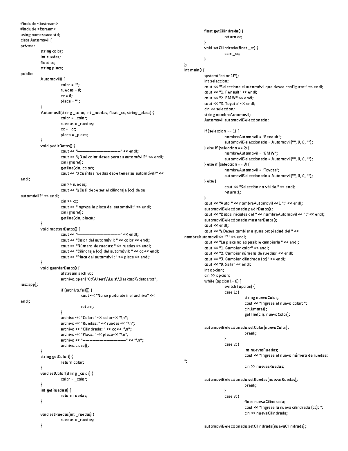 Codigo parcial - #include #include using namespace std; class - Studocu