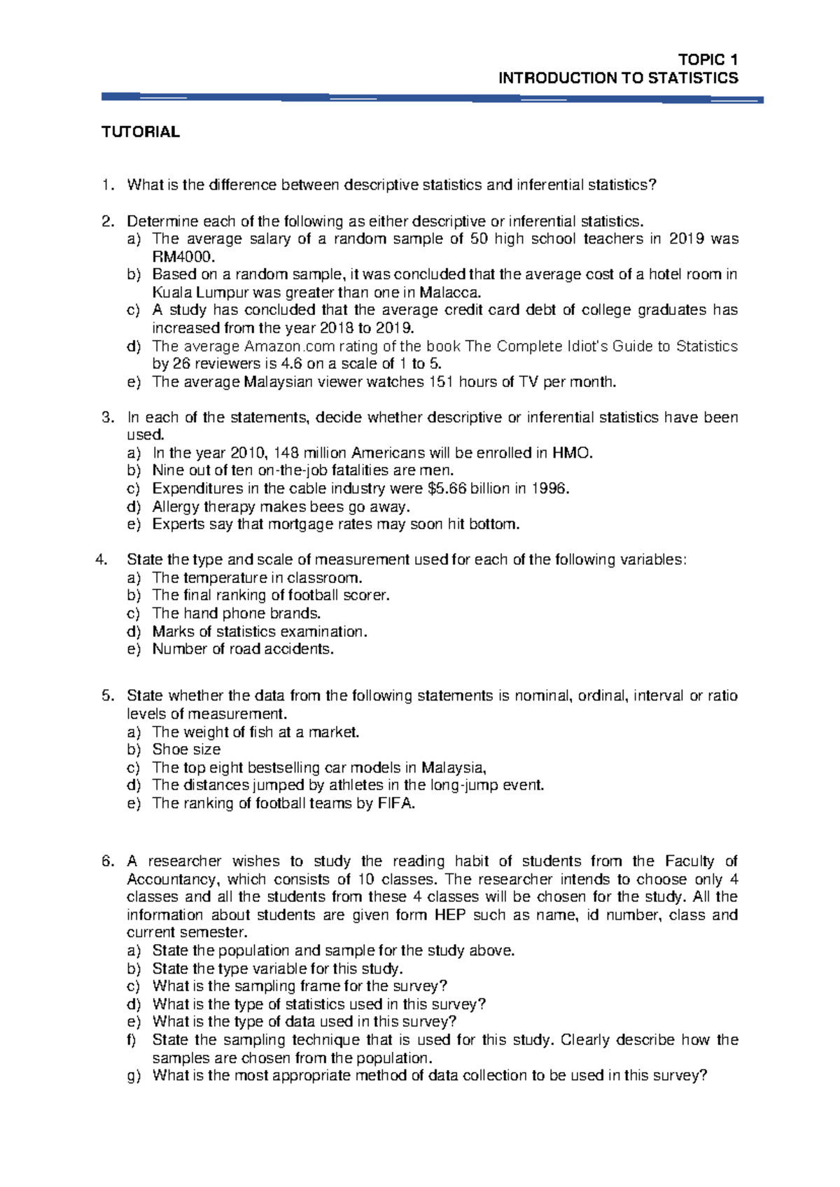 Topic 1 Tutorial - helps students with their studies - TOPIC 1 ...