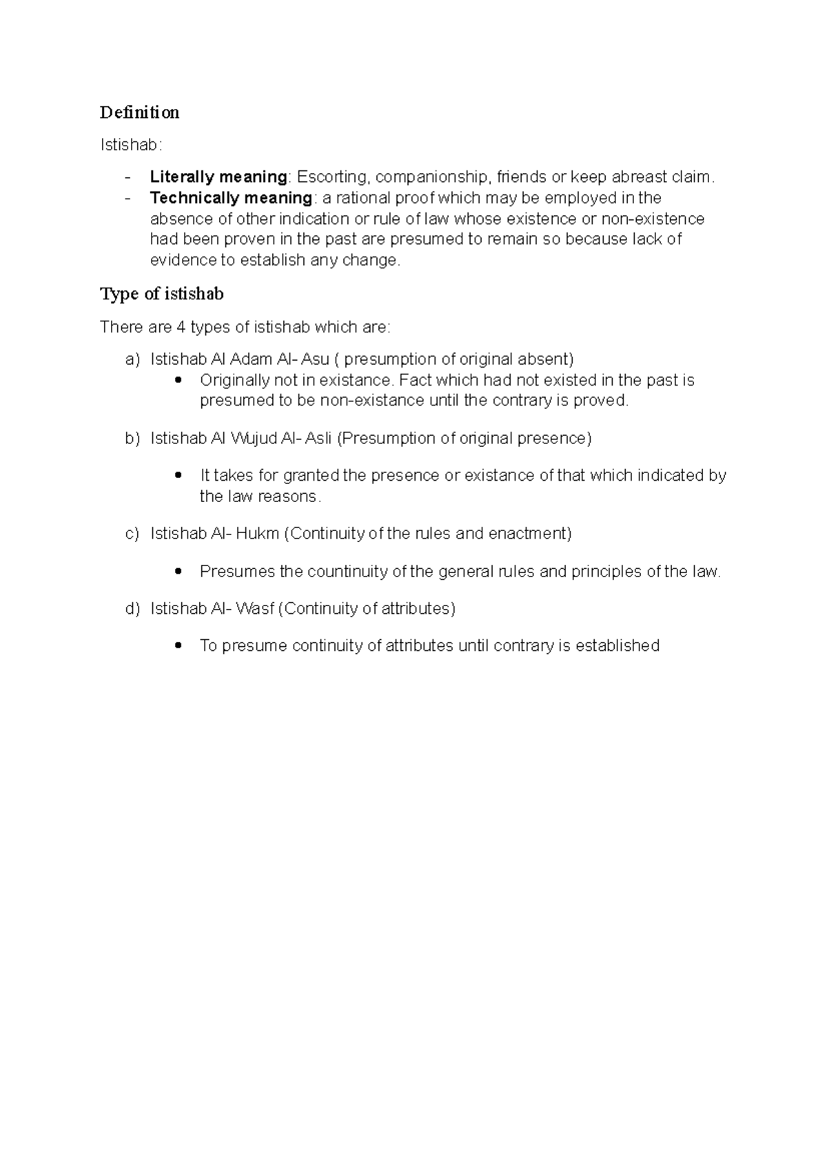 Istishab ITILbghh ihuhj jijj - Definition Istishab: Literally meaning ...