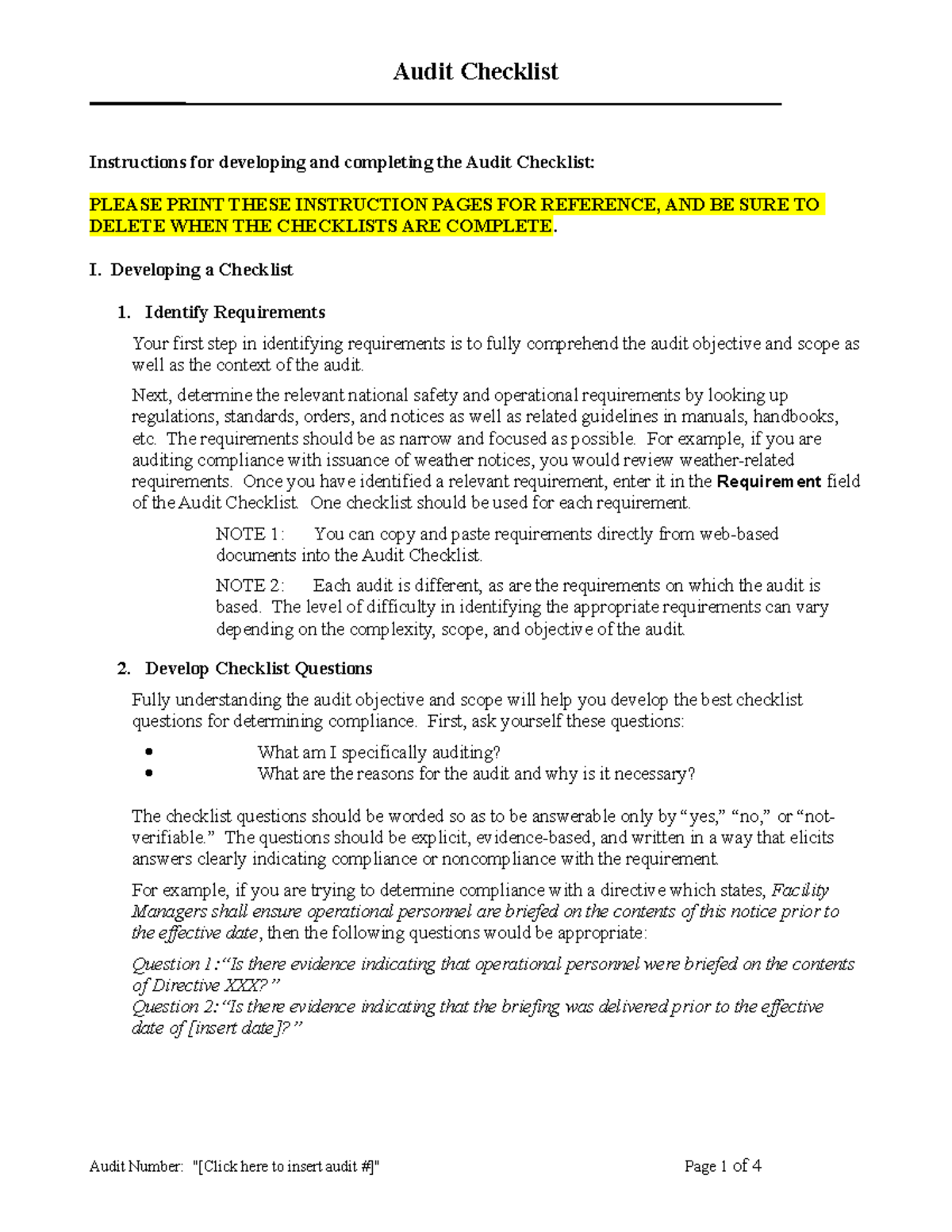 Activities-Mock ATS-Audit Checklist - Instructions for developing and ...