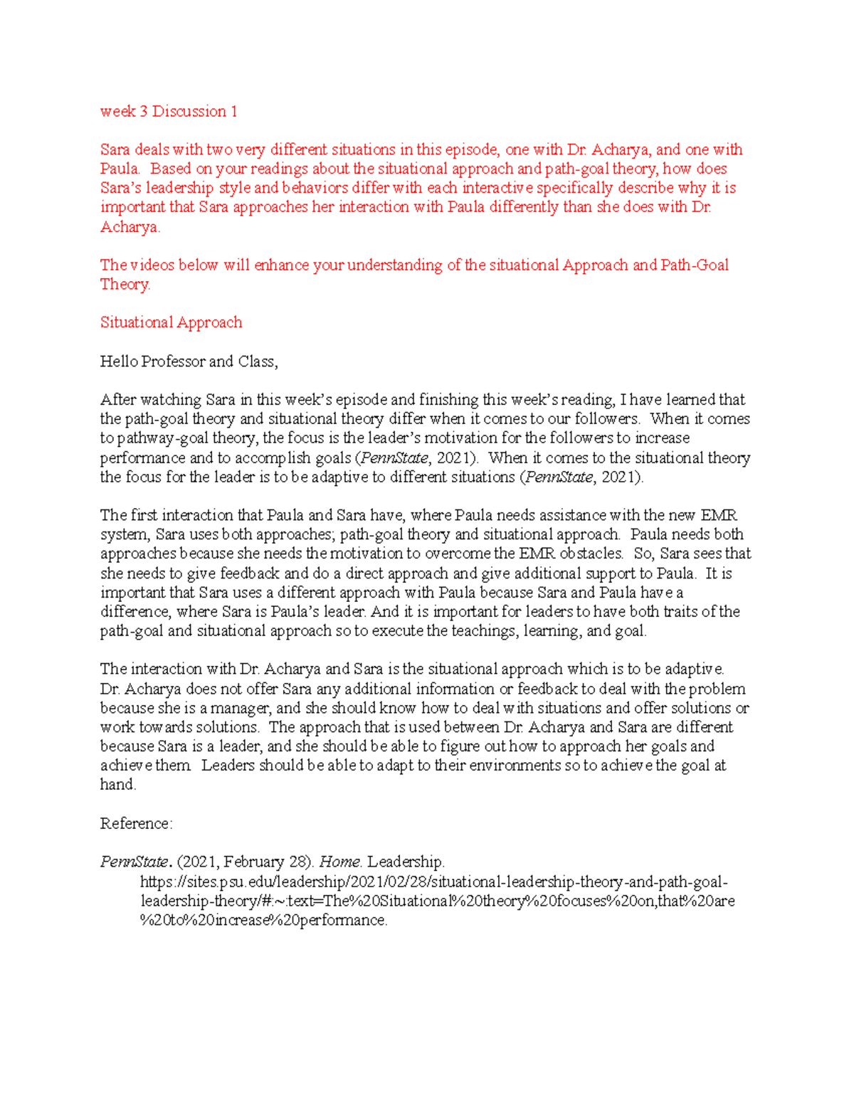 Week 3 Discussion 1 - week 3 Discussion 1 Sara deals with two very ...