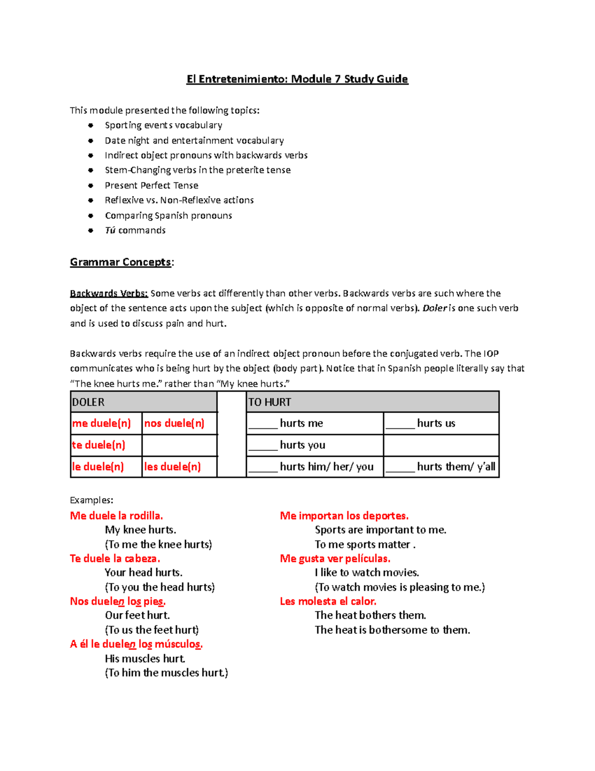 Copy of El Entretenimiento - El Entretenimiento: Module 7 Study Guide ...