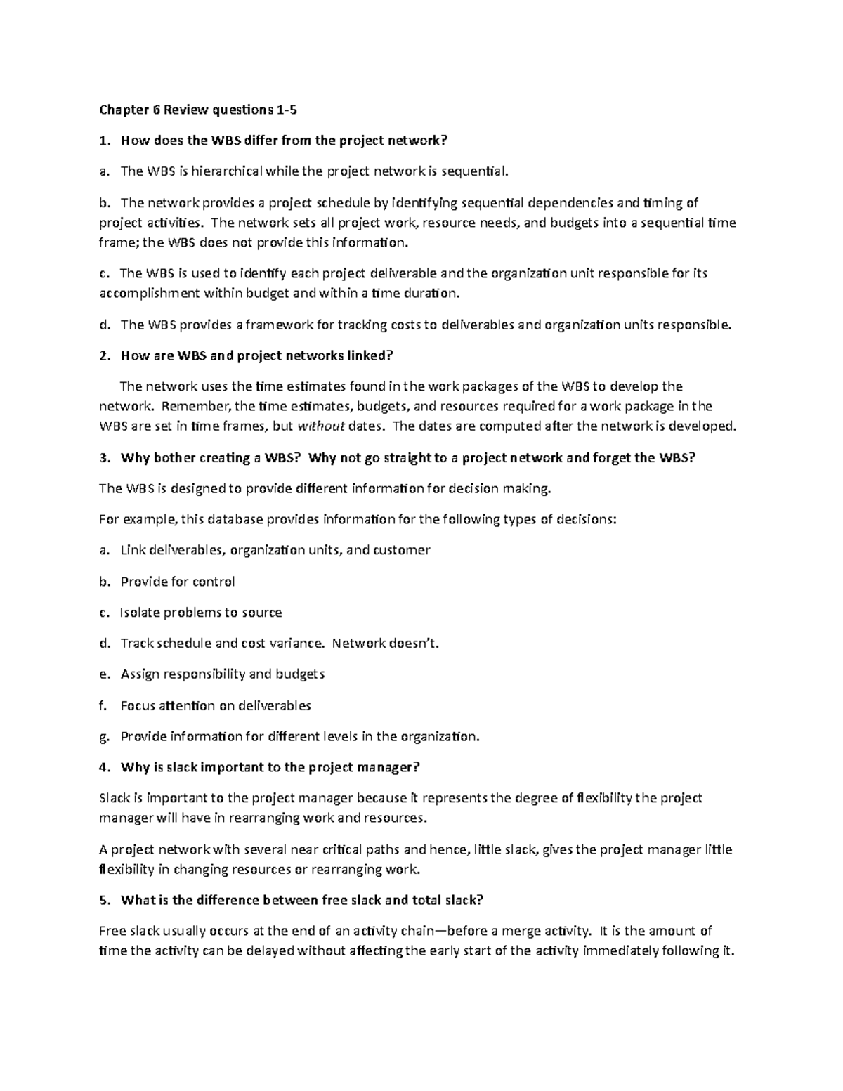 Chapter 6 Review questions 1 - Chapter 6 Review questions 1-5 1. How ...