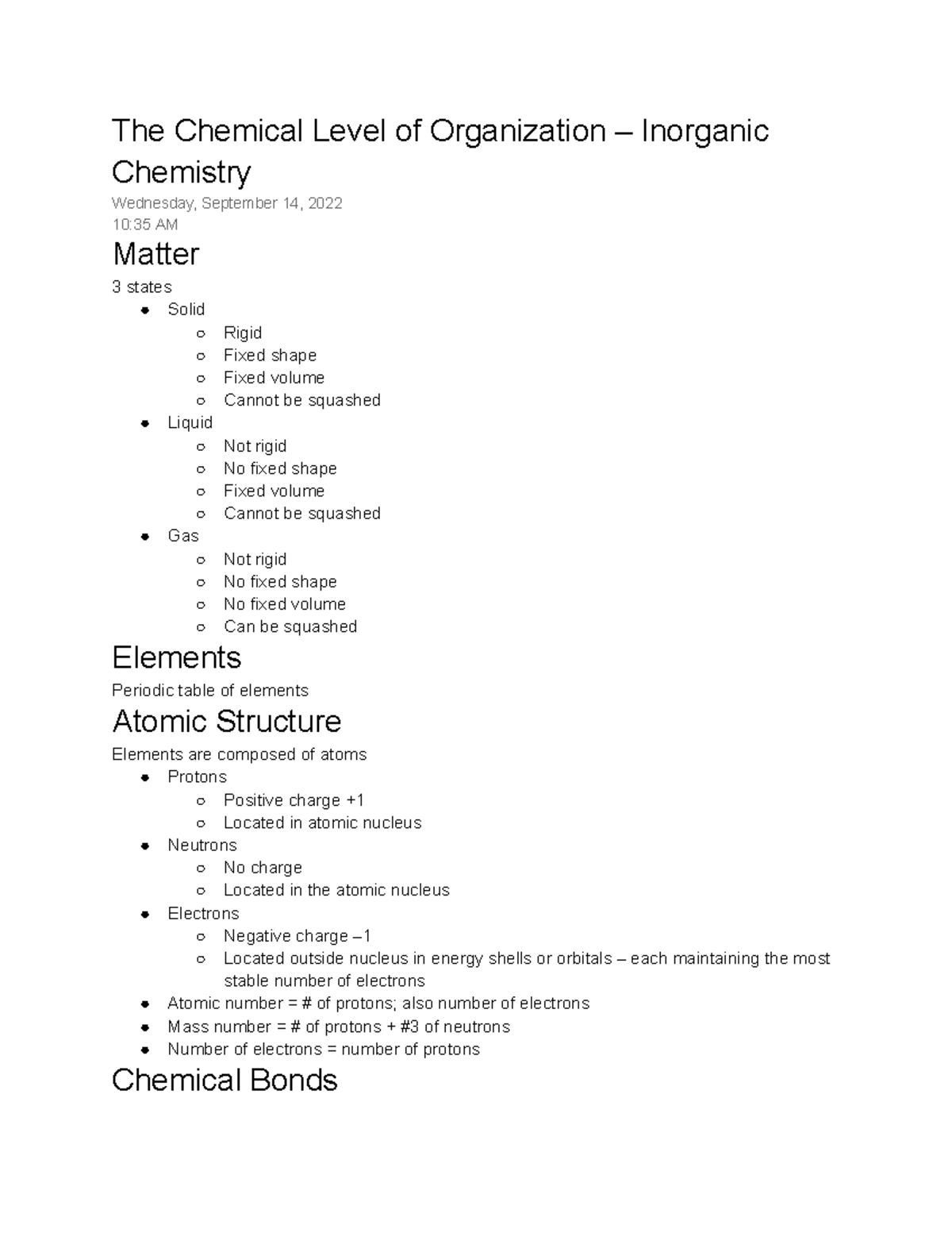 The Chemical Level of Organization – Inorganic Chemistry - The Chemical ...