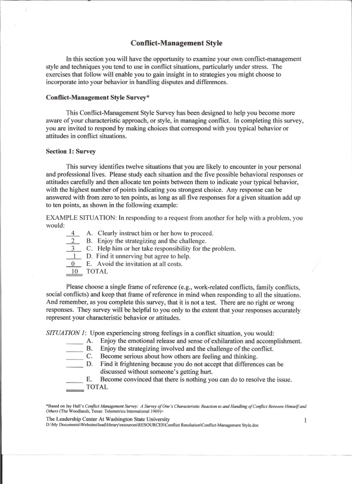 1 Conflict-Management Style - Studocu
