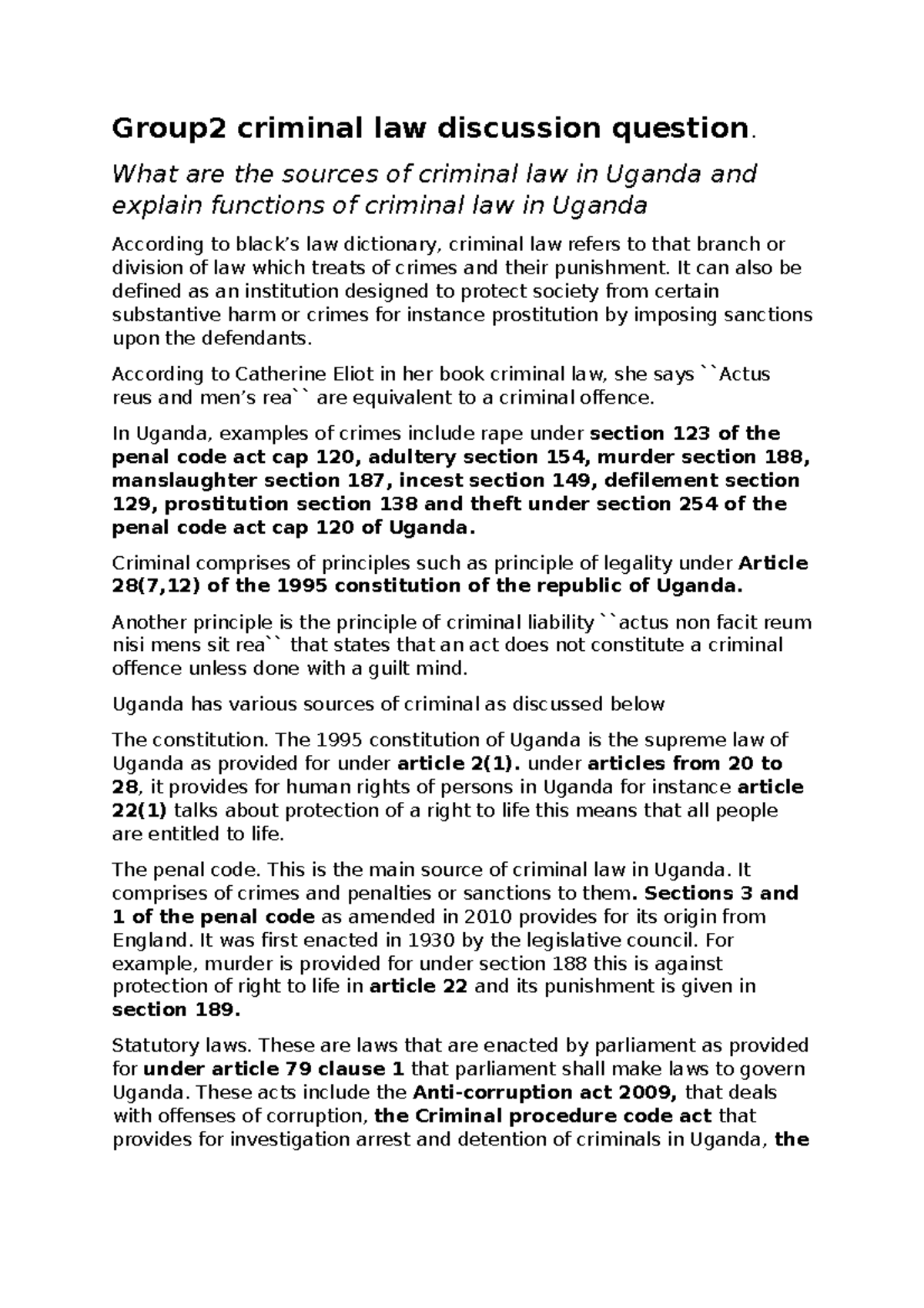 Criminal Discussion QN 2 - Group2 criminal law discussion question ...