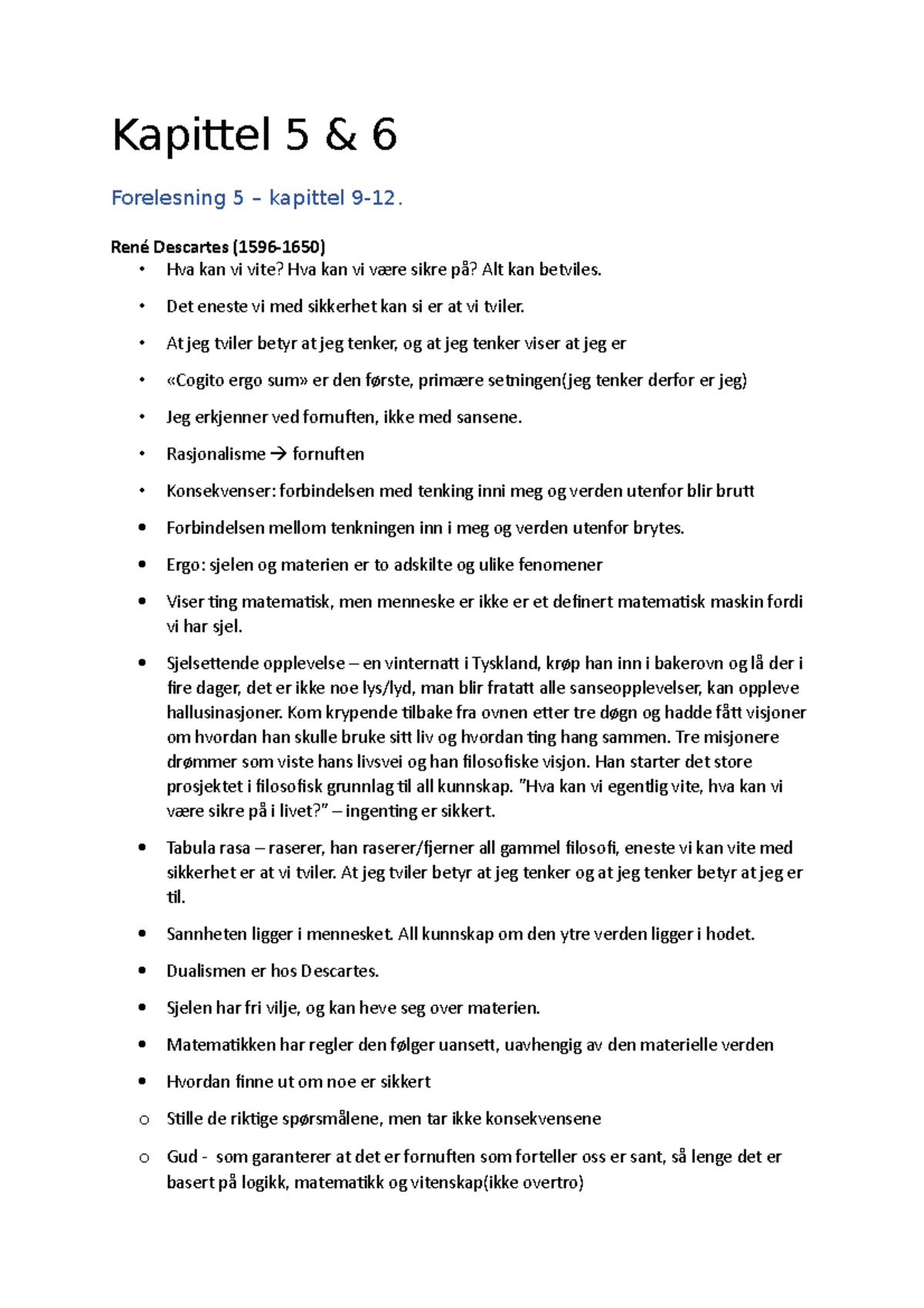 Kapittel 5 og 6 - Forelesning notater - Kapittel 5 & 6 Forelesning 5 – kapittel 9-12. René - Studocu