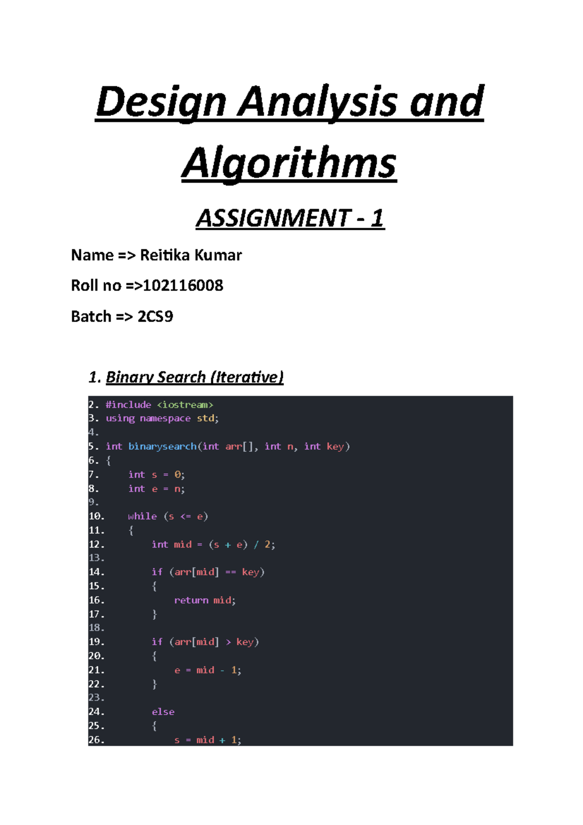 Lab Assignment 1 - 102116008 - Design Analysis and Algorithms ...