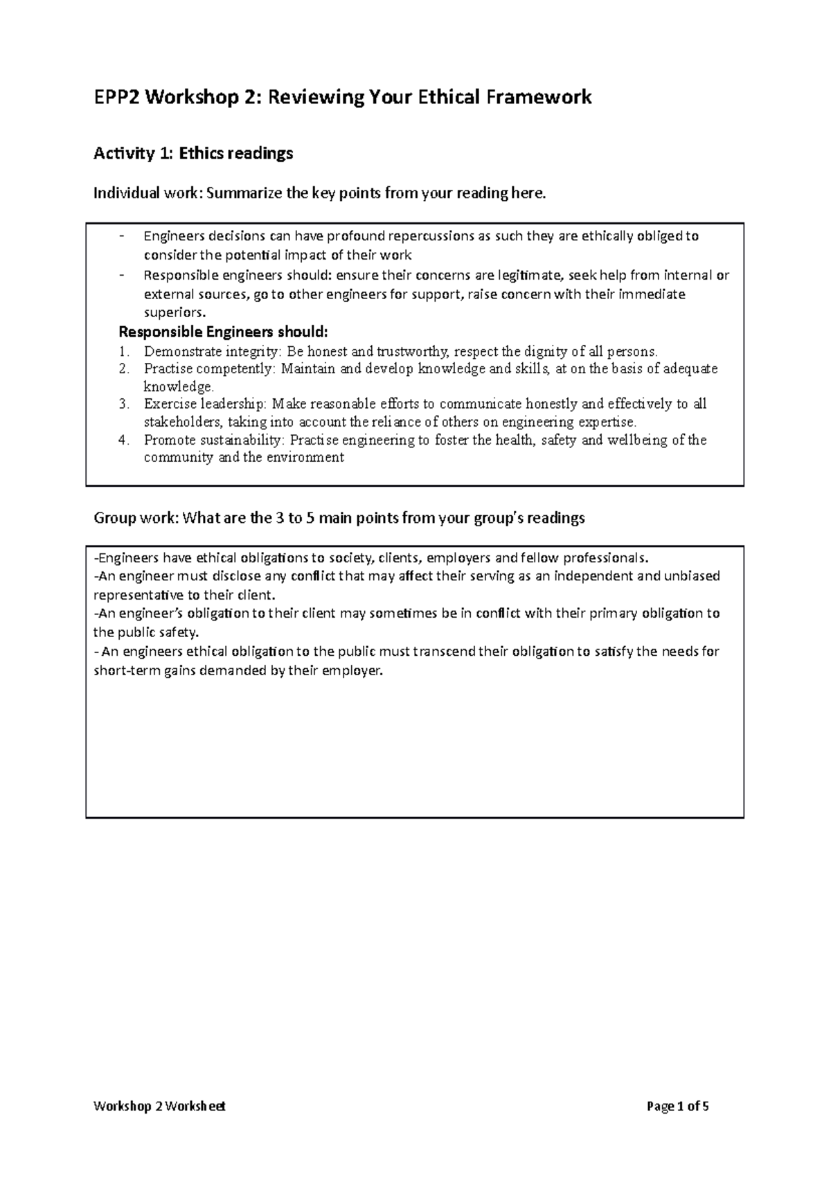 Workshop 4- Course Material 2021 - EPP2 Workshop 2: Reviewing Your ...
