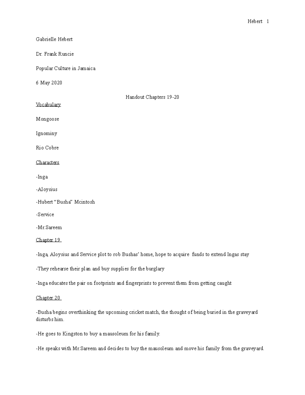 Untitled document for lecture notes - Hebert 1 Gabrielle Hebert Dr ...